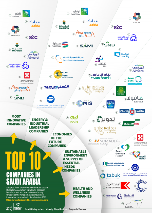 The top 10 Companies in Saudi Arabia - Visually Simplified